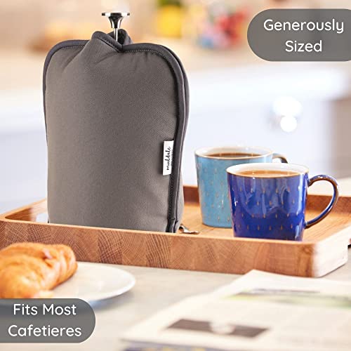 Muldale French Press Cozy Cover - Designed to Keep your Coffee Pot Insulated - Easy to Use Coffee Warmer Jacket - Cafetiere Cosy Accessories for Multiple Sizes in Charcoal Grey