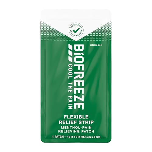 Biofreeze Pain Relief Flexible Strips Pre-Cut, 4Ct. Pain Relief for Sore Muscles, Arthritis, Backaches, Sore Joints, Sprains, Strains, and Bruises (Packaging May Vary)