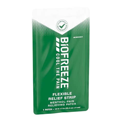 Biofreeze Pain Relief Flexible Strips Pre-Cut, 4Ct. Pain Relief for Sore Muscles, Arthritis, Backaches, Sore Joints, Sprains, Strains, and Bruises (Packaging May Vary)