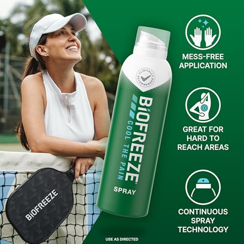 Biofreeze Pain Relief Spray, Arthritis Pain Reliever, Knee & Lower Back Pain Relief, Sore Muscle Relief, Neck Pain Relief, FSA Eligible, 2 Pack (4 FL OZ Biofreeze Menthol Spray)