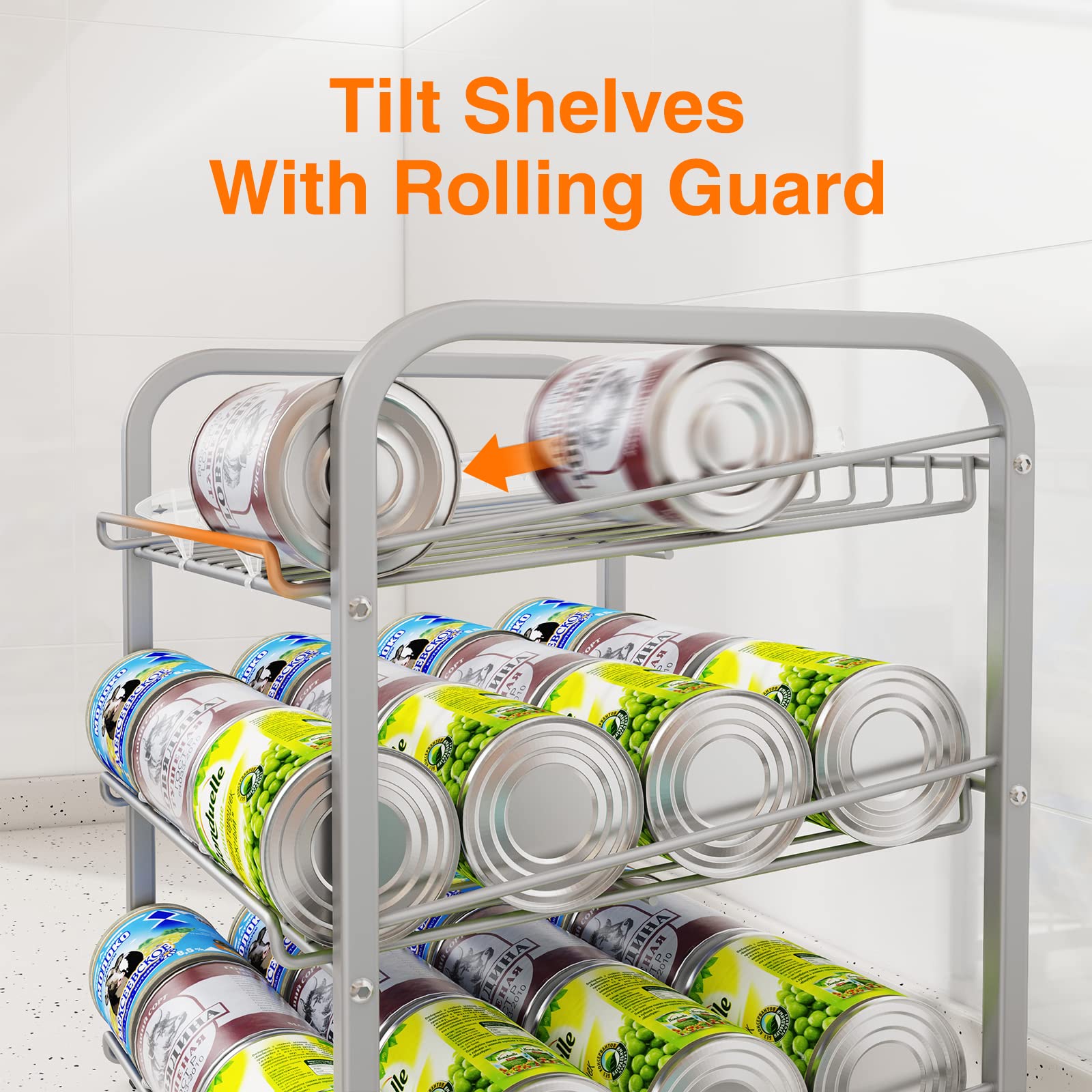 LEGUANG 3-Tier Stackable Can Rack Organizer, Can Storage Dispenser Holds up to 36 Cans for Kitchen Cabinet or Pantry, Silver
