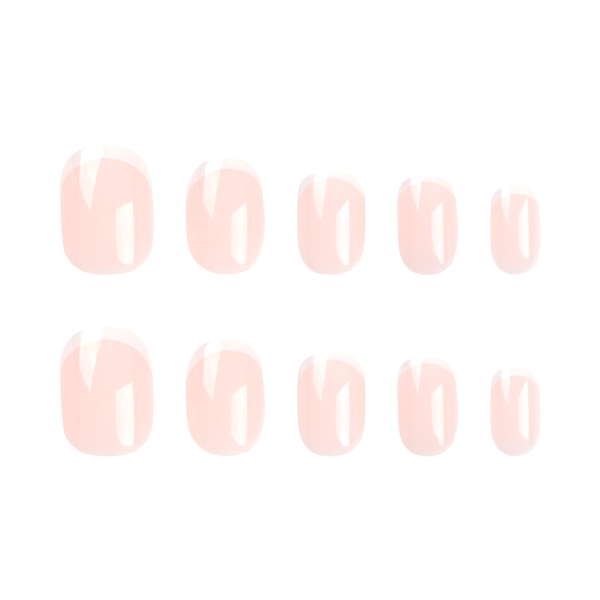 Petite Press on Nails Extra Short French Tip Fake Nails Nude Stick on Nails Cute French Tip Glue Nails Gloss False Nails Reusable Artificial Nails for Women Manicure Art