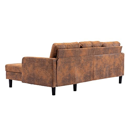 YUNLife&Home Sectional L-Shaped Sofa with Chaise,Reversible Couch Sleeper w/Pull Out Bed,Storage Space&Side Pockets,3-Seat Convertible Corner Sofá for Living Room/Apartment/Office