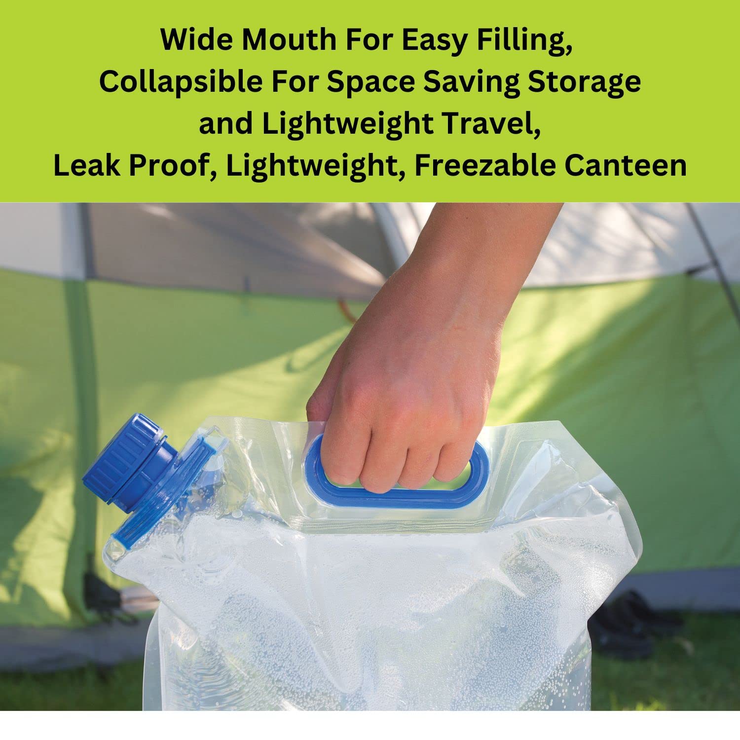 Camping Water Container - 2 Gallon Collapsible Water Container, Water Bags for Camping, Reusable, Emergency Water Jug, Space-Saving, Perfect for Home, Travel, Survival - Portable Water Container