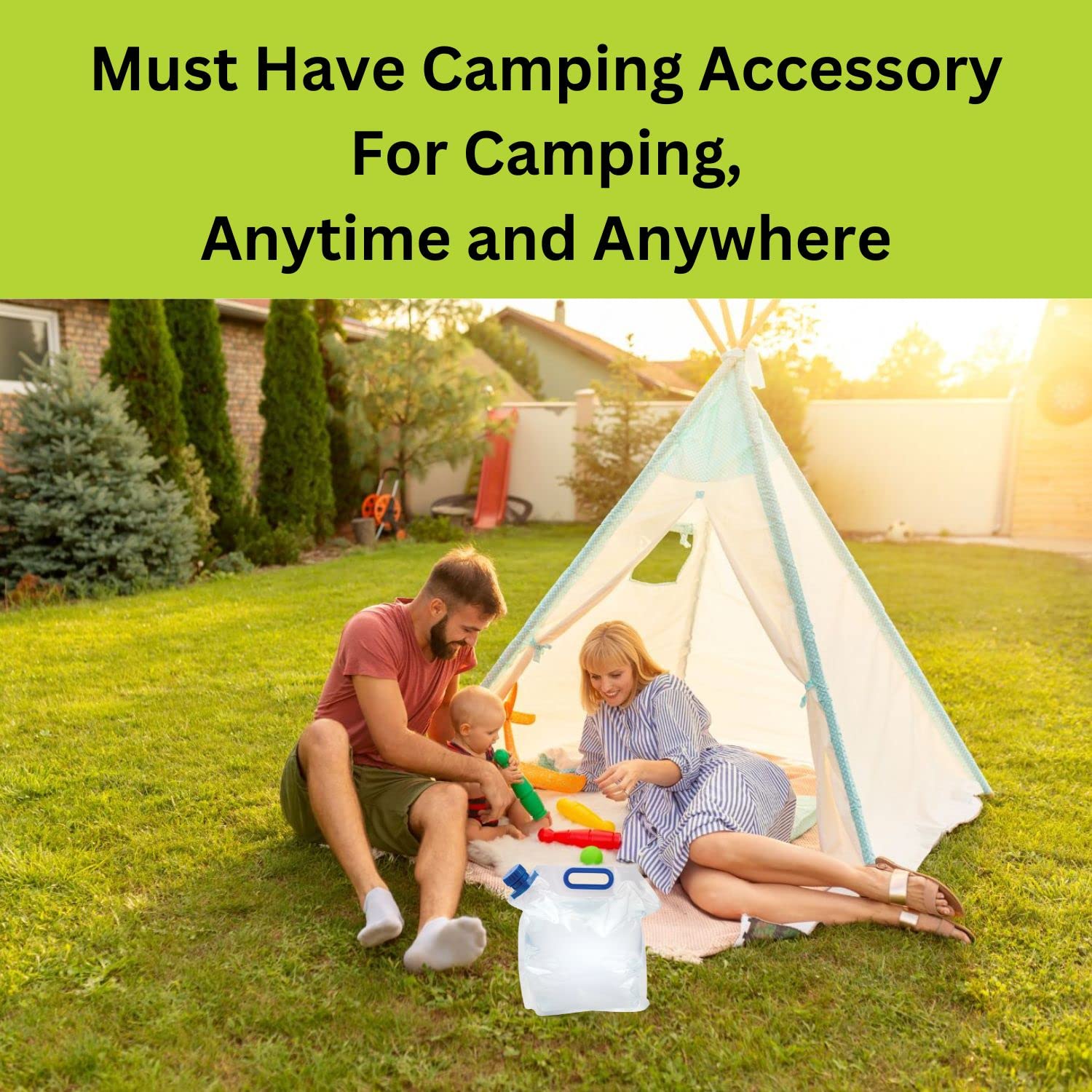 Camping Water Container - 2 Gallon Collapsible Water Container, Water Bags for Camping, Reusable, Emergency Water Jug, Space-Saving, Perfect for Home, Travel, Survival - Portable Water Container