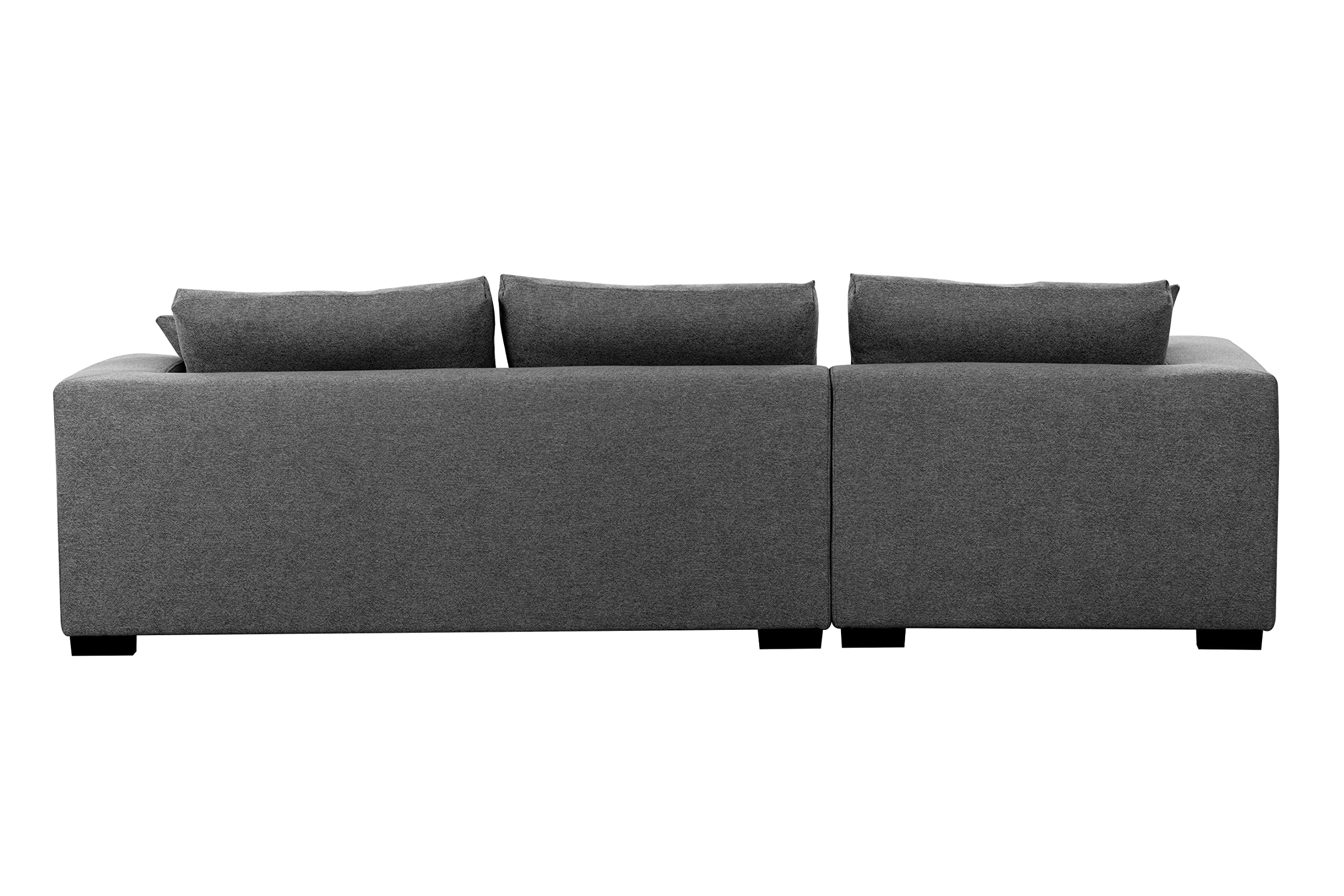 FANYHOME 111'' Tufted Fabric 3-Seat L-Shape Sectional Sofa Couch Set w/Chaise Lounge, Ottoman Coffee Table Bench for Living, Family & Game Rooms (Dark Grey), Light Gre