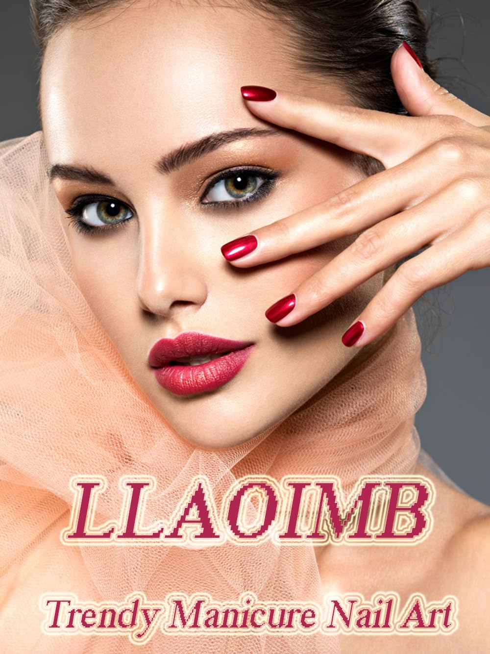 LLAOIMB French Square False Nails, 24pcs Red Acrylic Press on Nails with Star Designs, Full Cover Glossy Glue on Nails for Women