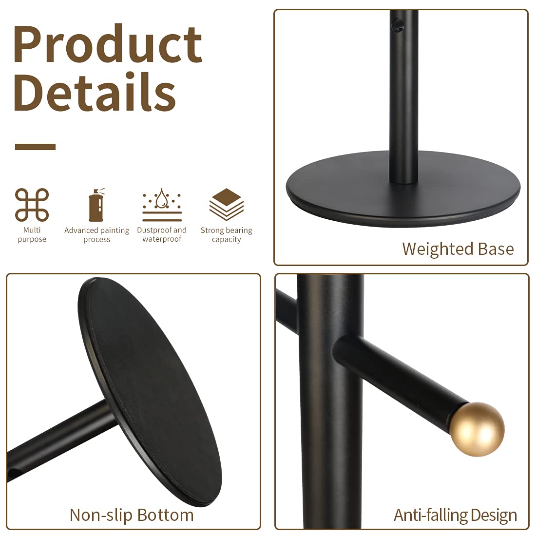 QXLU Mug Holder, Well Made Coffee Mug Tree Rack -Convenient for Organize and Display,Coffee Cup Holder Organizer for Countertop (Classic Black)