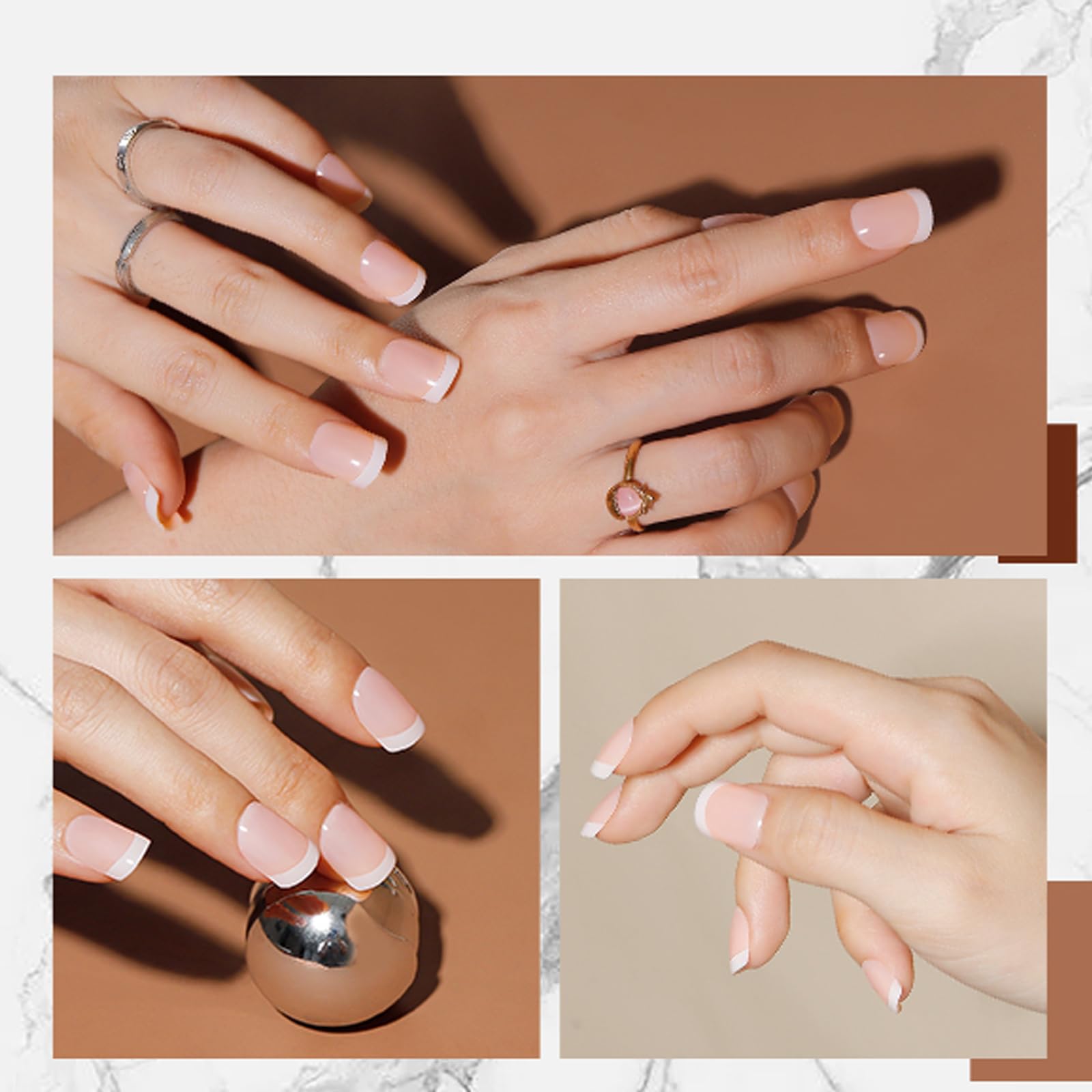 240 Pcs French Press on Nails Natural Short False Nails Solid Color Full Cover Fake Nails Artificial Acrylic Nails for DIY Nail Art Salon Women Girls