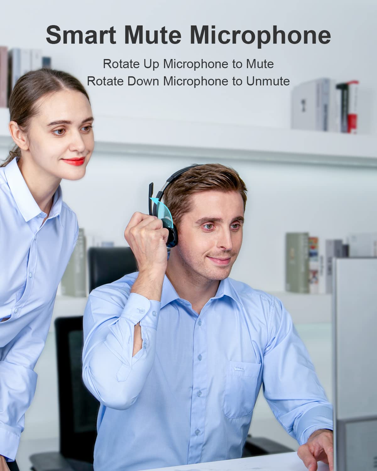 Link Dream Trucker Bluetooth Headset 20H Talktime Wireless Headset with 270°Rotatable Noise Cancelling Microphone USB Dongle for Online Meeting, Office Home, Call Center, Computer, Cell Phone