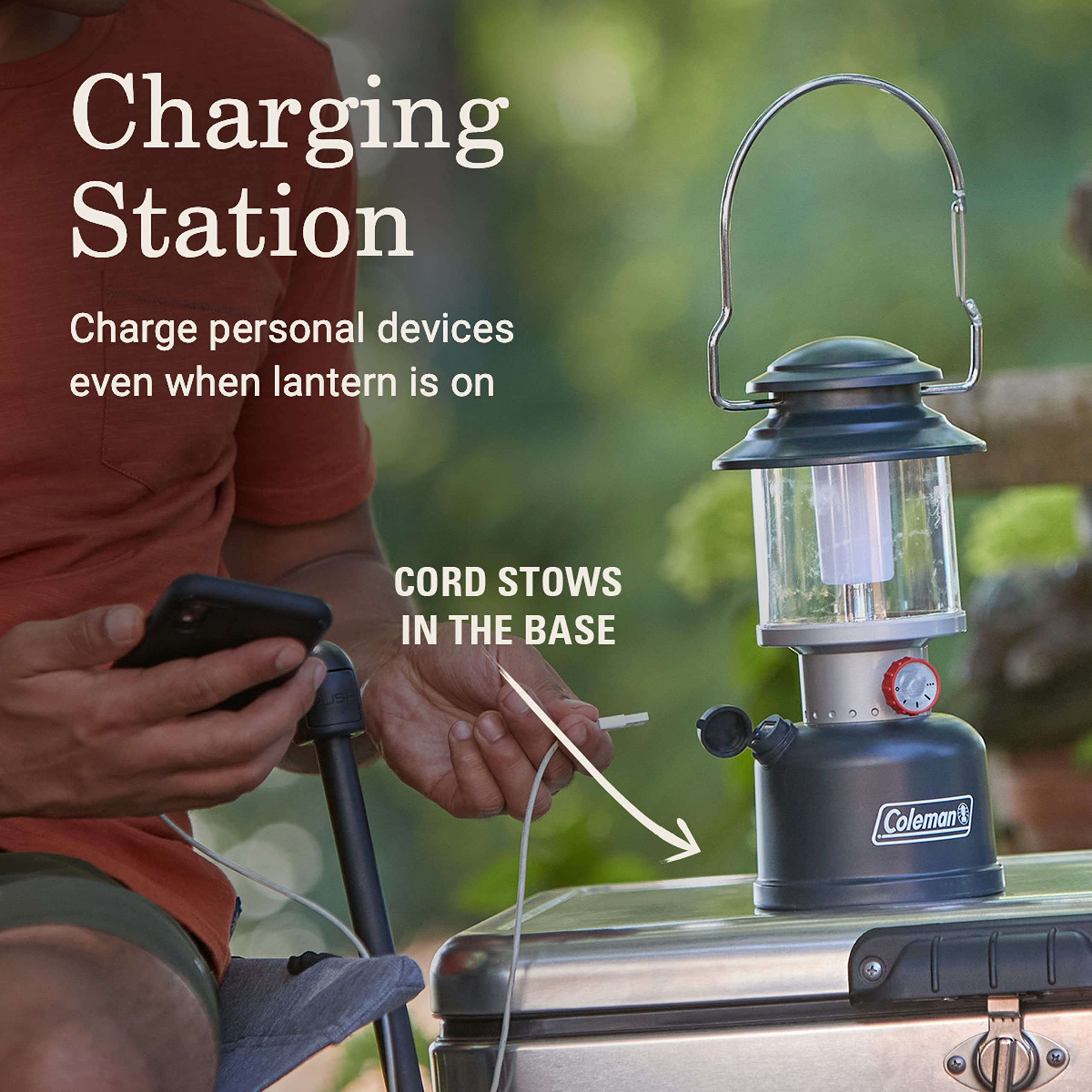 Coleman Classic Recharge 800 Lumens LED Lantern, Durable Water-Resistant Lantern with Built-in Rechargeable Batteries, Ideal for Camping and Emergencies