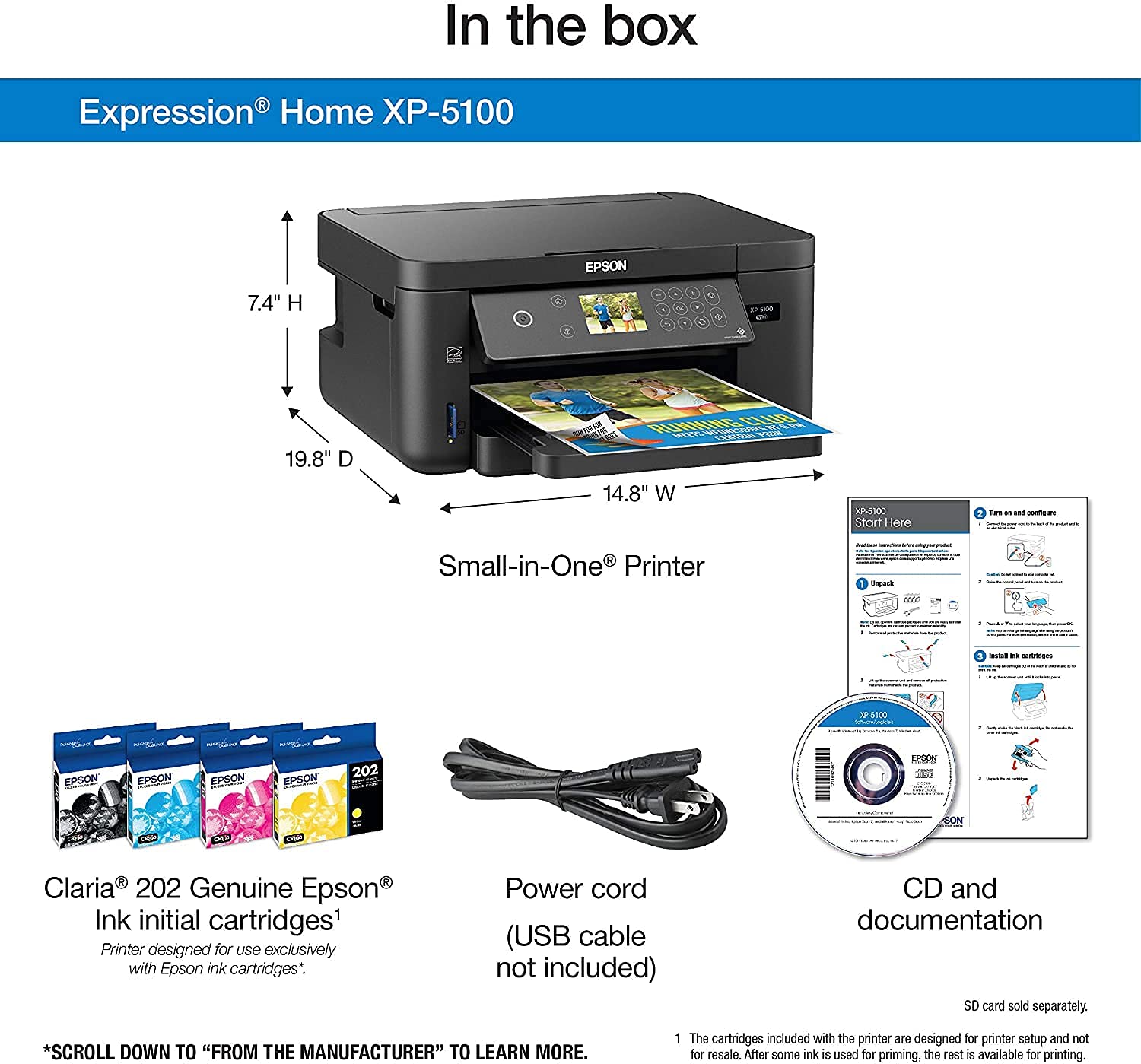 Epson Premium Expression Home XP 51 Series Small All-in-One Color Inkjet Printer I Print Copy Scan I Wireless Connections I Mobile Printing I Auto 2-Sided Printing I 2.4" LCD I 14 ISO PPM (Renewed)