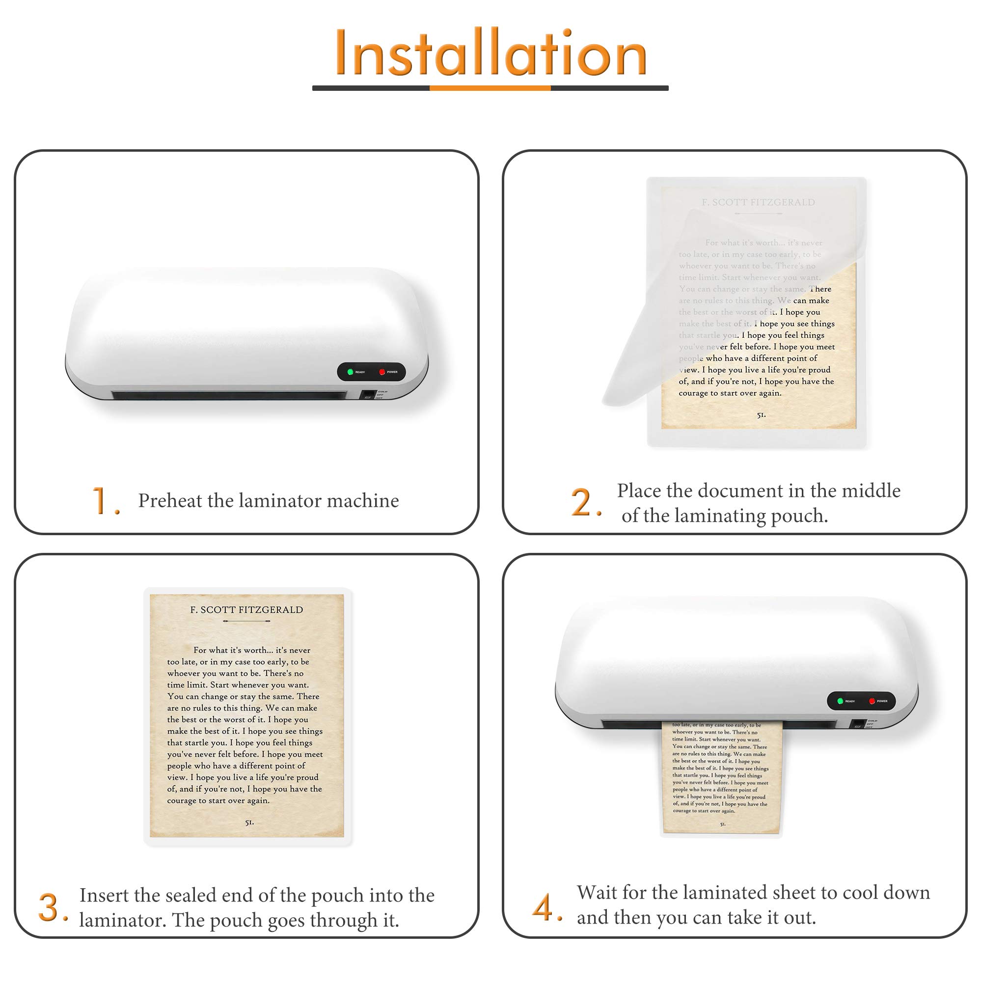 TYH Supplies 100-Pack 5 x 7 Inch 5 Mil Clear Hot Glossy Thermal Laminating Pouches Lamination Sheet Laminator Pockets