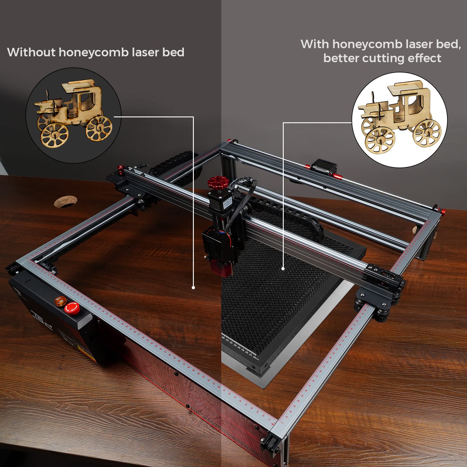 Twotrees Honeycomb Laser Bed 400x400mm Honeycomb Cutting Table for Laser Cutter Engraver Cutting, Aluminum Honeycomb Working Table Kit with Aluminum Plate (15.7β x15.7β)