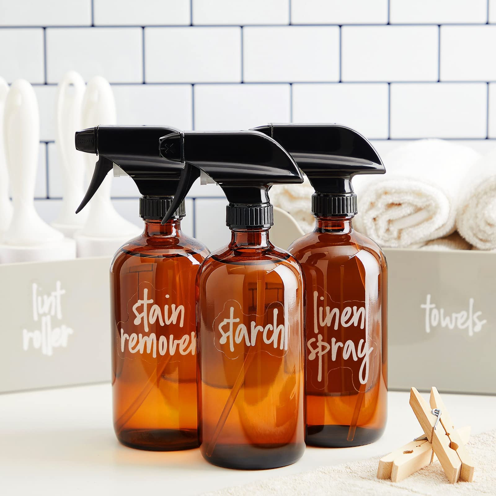 Talented Kitchen 141 Laundry Room Labels for Jars and Containers, Preprinted White Script Stickers for Linen Closet, Bathroom Organization, Cleaning Supplies (Water Resistant)