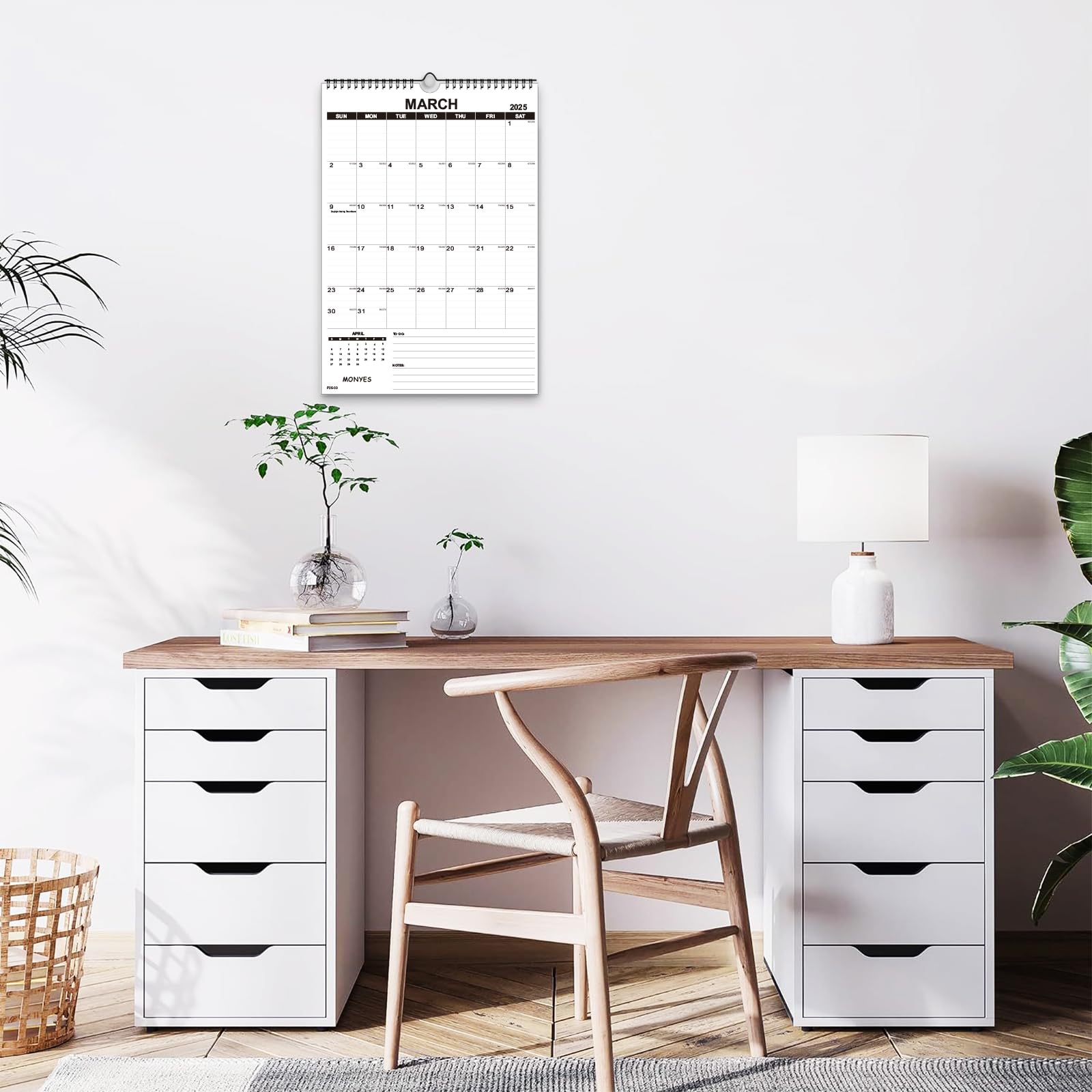 MONYES 2023-2024 Wall Calendar, 17" x 12" Academic Desk Calendar, 2 Year Wirebound Calendar