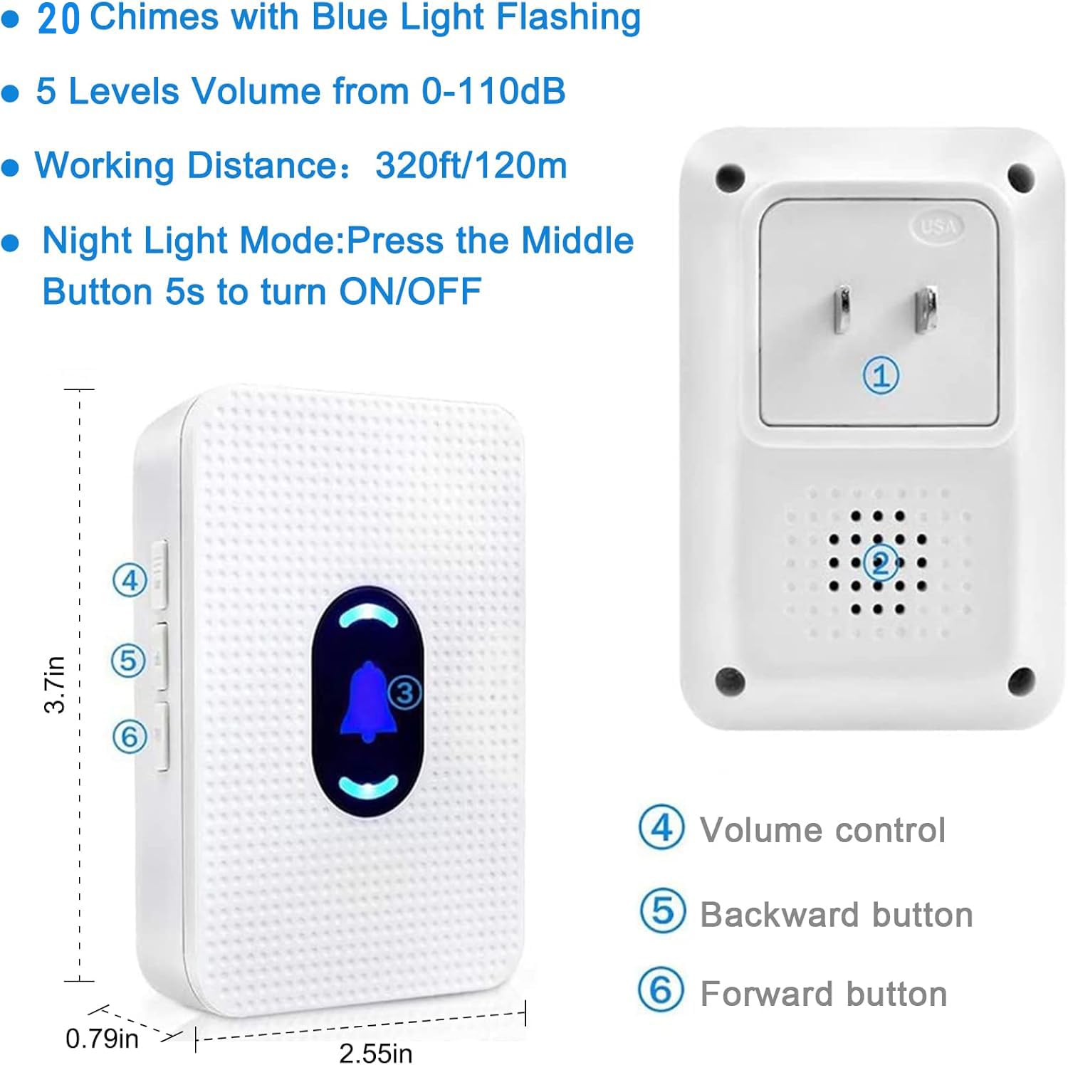 Daytech Wireless Caregiver Pager Call Button Elderly Medical Nurse Alert System for Elderly Monitoring/Seniors with 2 SOS Call Panic Buttons & 2 Watch Pagers, 500+Feet 3 Receivers