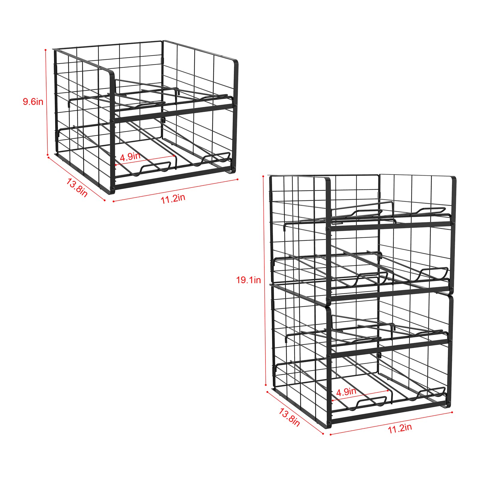 OYEAL Soda Can Organizer Beverage Rack Dispenser Stackable Can Rack Organizer for Pantry Refrigerator Kitchen Cabinets, Dispenser 20 Standard Size 12oz Soda Cans or Canned Food, 2 Pack