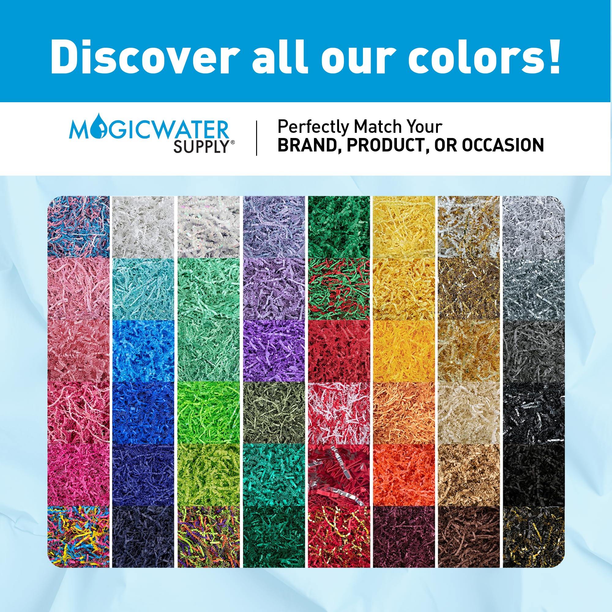 MagicWater Supply Crinkle Cut Paper Shred Filler (2 LB) for Gift Wrapping & Basket Filling - White