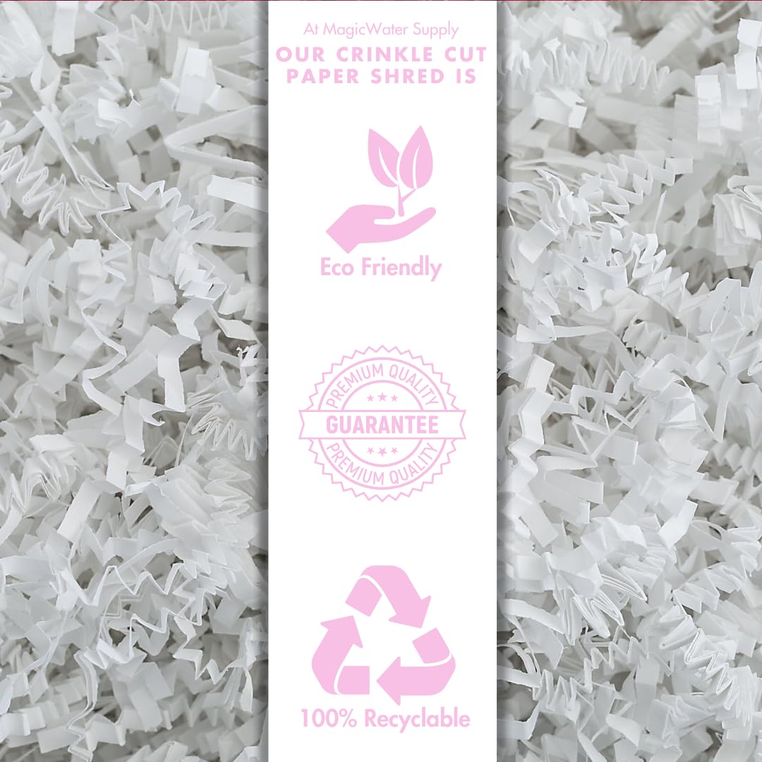 MagicWater Supply Crinkle Cut Paper Shred Filler (2 LB) for Gift Wrapping & Basket Filling - White