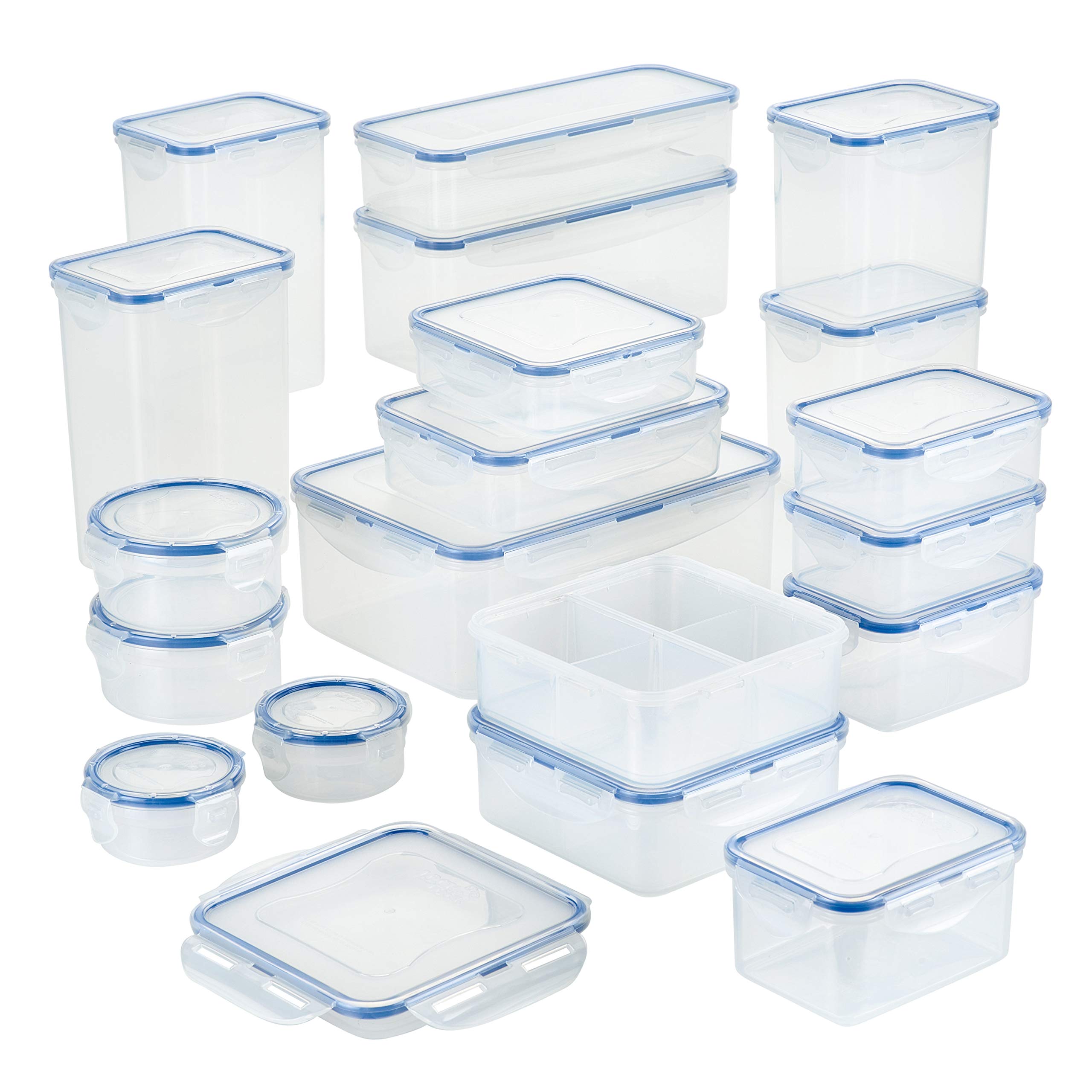 LocknLock Easy Essential Storage Set/Food Containers Airtight Bins/BPA-Free/Dishwasher Safe, 38 Piece, Clear