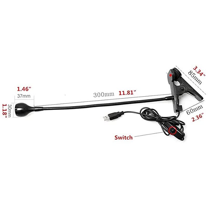 LED Desk Lamp Clip On Light,360°Flexible Gooseneck and Clamp Reading Light,Portable USB Powered Task Light with Clamp ,Night Light Clip on for Desk, Bed Headboard and Computers Black