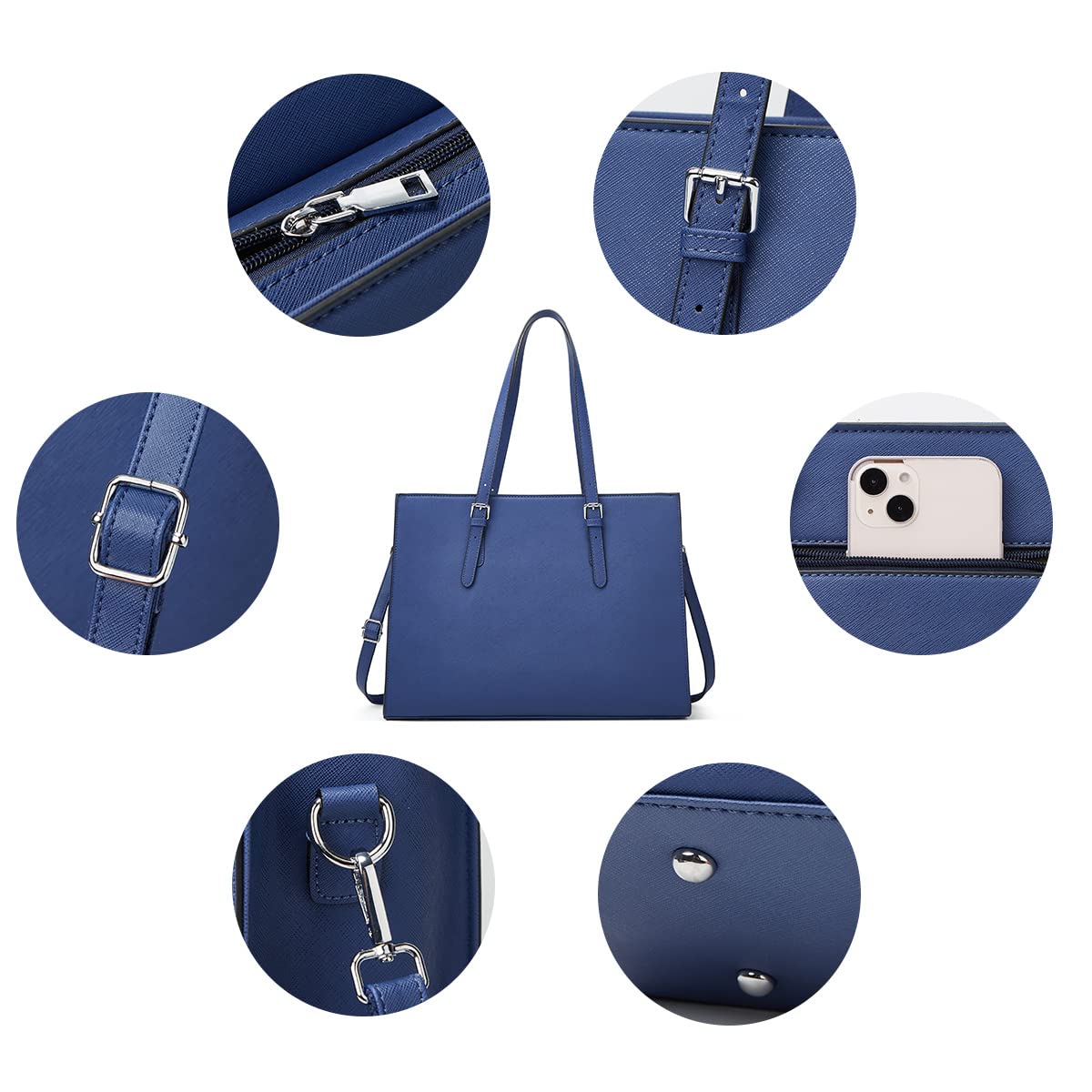 Laptop Bag for Women 15.6 inch Laptop Tote Bag Leather Classy Computer Briefcase Work Waterproof Handbag Professional Shoulder Bag Womens Business Office Large Capacity Bag Purse 2pcs