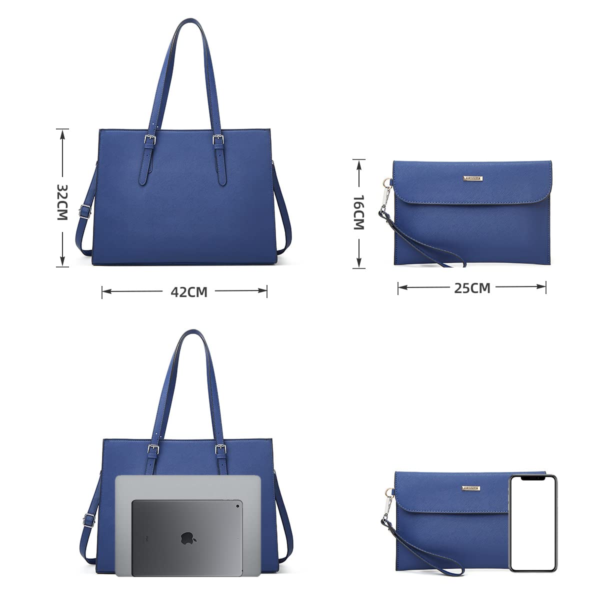 Laptop Bag for Women 15.6 inch Laptop Tote Bag Leather Classy Computer Briefcase Work Waterproof Handbag Professional Shoulder Bag Womens Business Office Large Capacity Bag Purse 2pcs