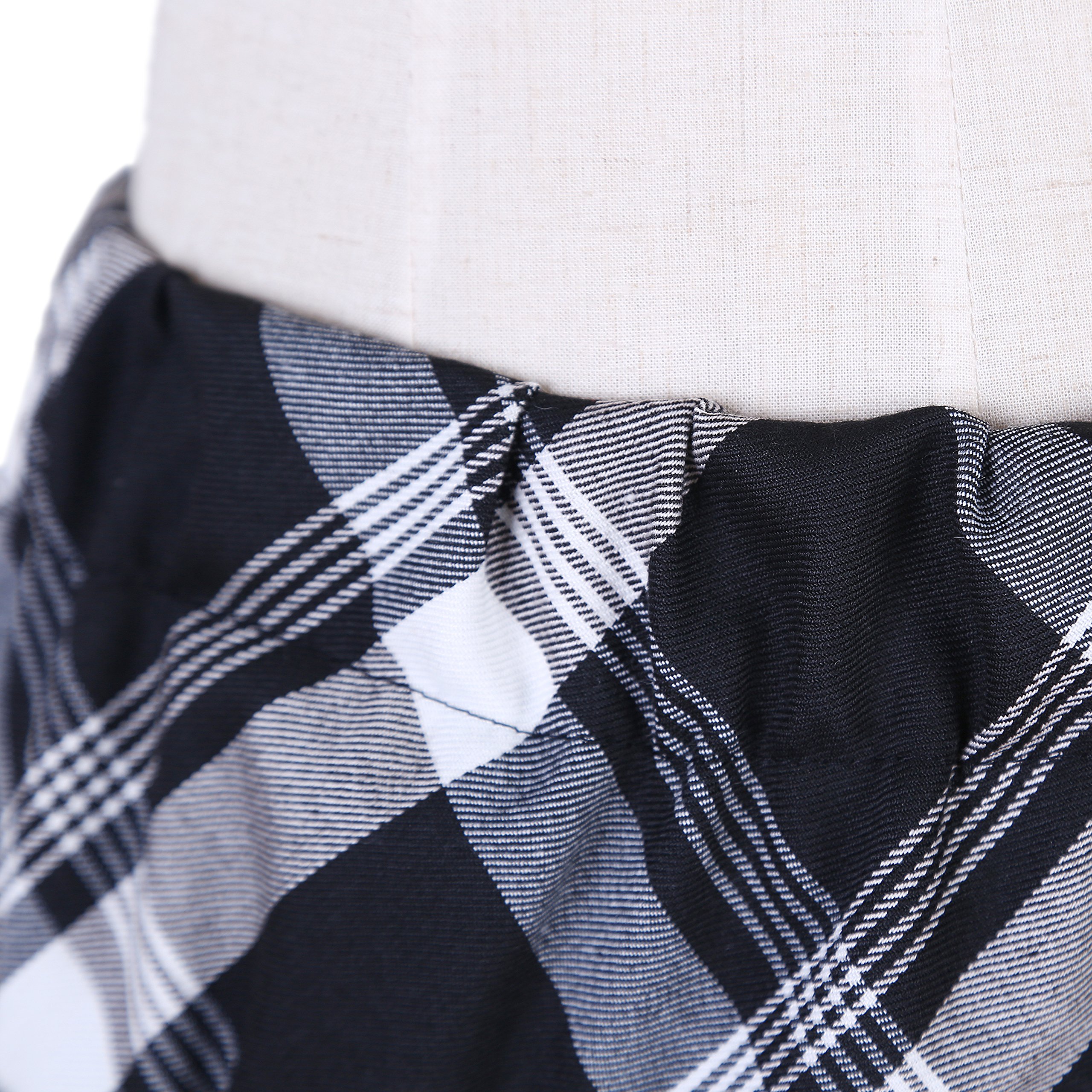 Women's Elastic Waist Plaid Pleated Skirt Tartan Skater School Uniform Mini Skirts (Large, Series 1 White)