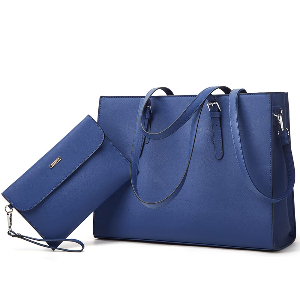 Laptop Bag for Women 15.6 inch Laptop Tote Bag Leather Classy Computer Briefcase Work Waterproof Handbag Professional Shoulder Bag Womens Business Office Large Capacity Bag Purse 2pcs