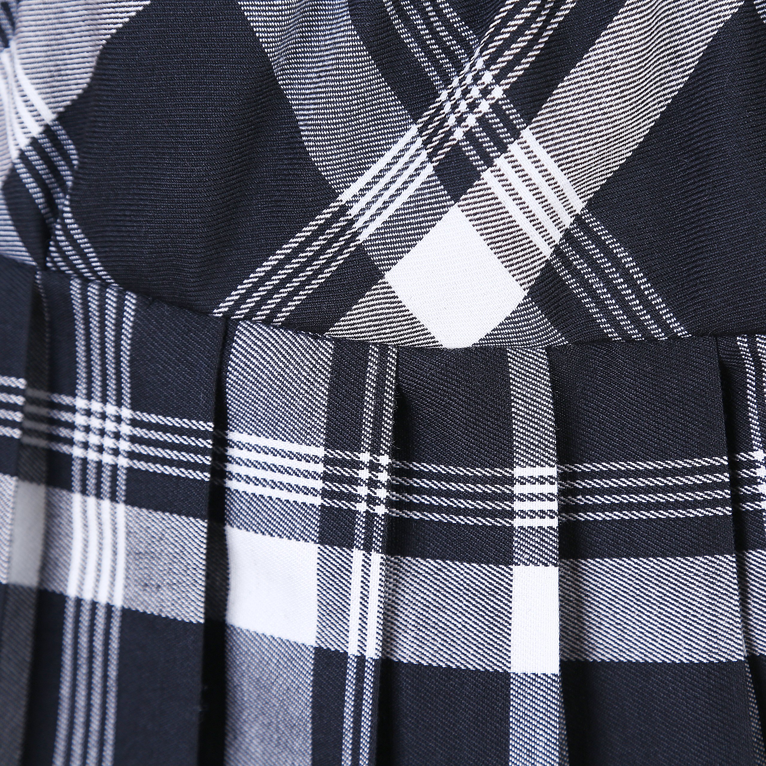 Women's Elastic Waist Plaid Pleated Skirt Tartan Skater School Uniform Mini Skirts (Large, Series 1 White)