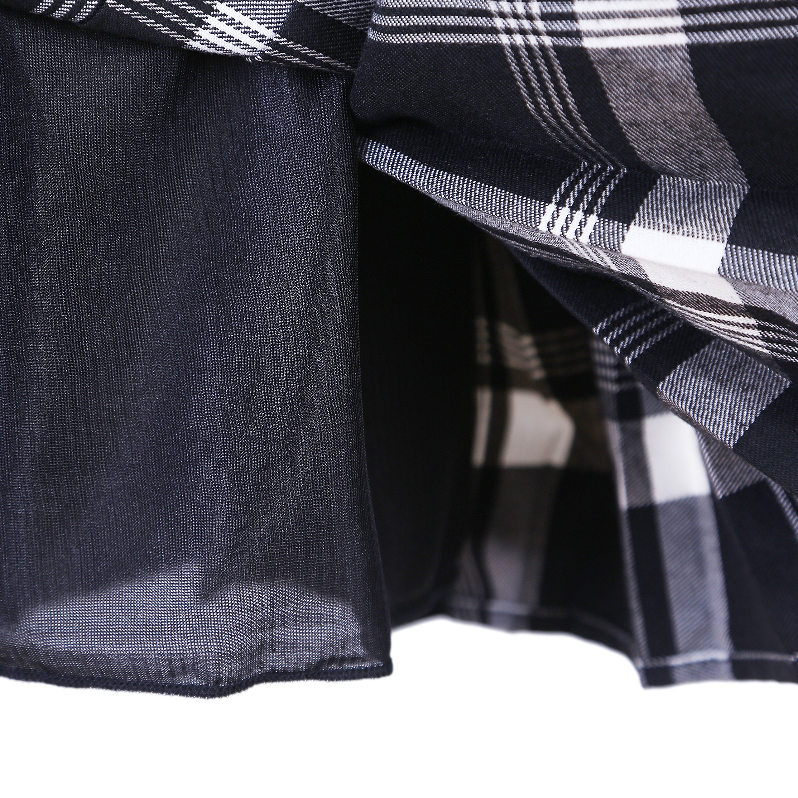 Women's Elastic Waist Plaid Pleated Skirt Tartan Skater School Uniform Mini Skirts (Large, Series 1 White)