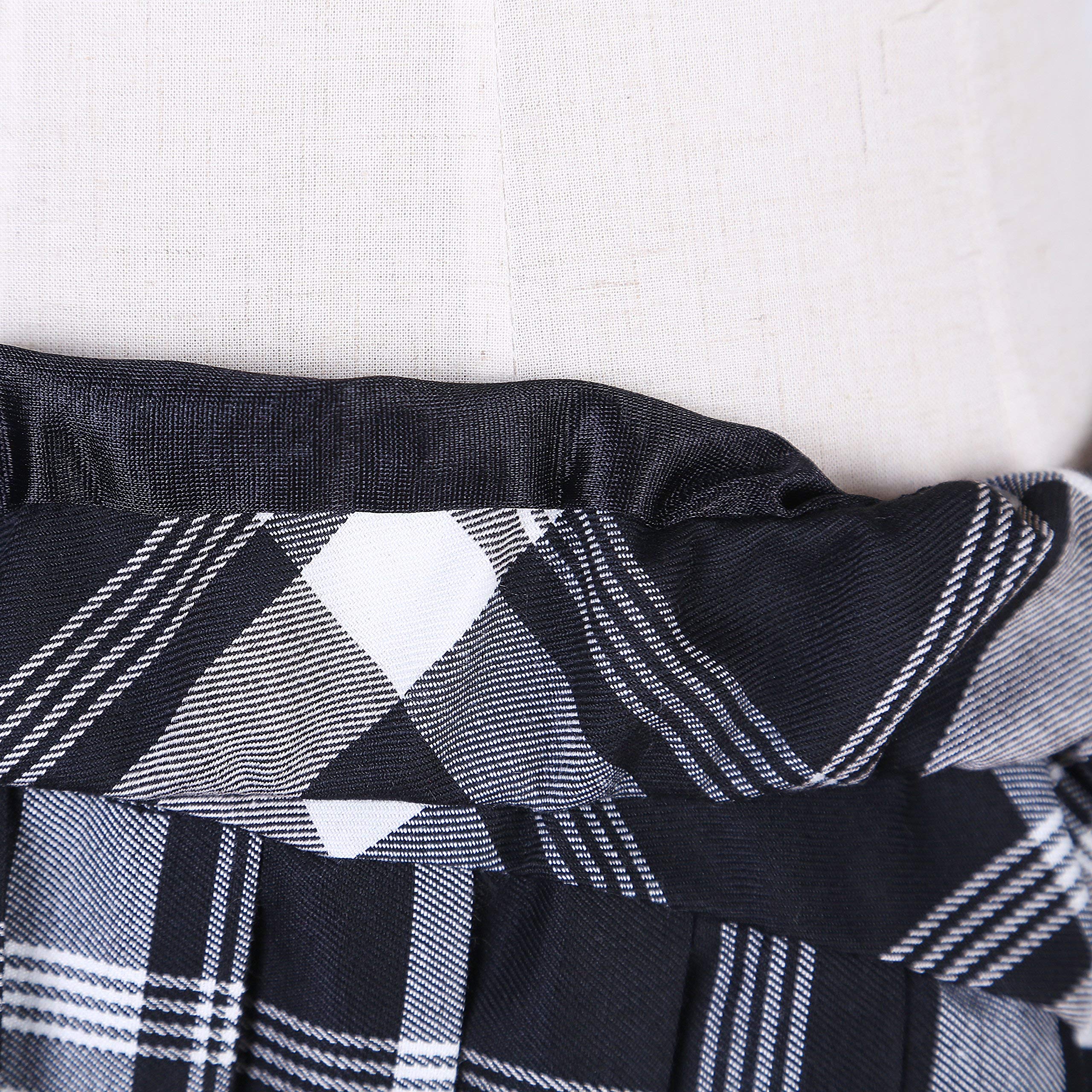 Women's Elastic Waist Plaid Pleated Skirt Tartan Skater School Uniform Mini Skirts (Large, Series 1 White)