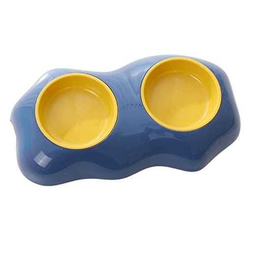 FUUIE Bowls for Food and Water Dog Food Water Feeder Poached Egg Shape Double Pet Bowls Prevent Tipping Pet Drinking Dish Feeder Cat Puppy Feeding Supplies (Color : Blue Double Bowl)
