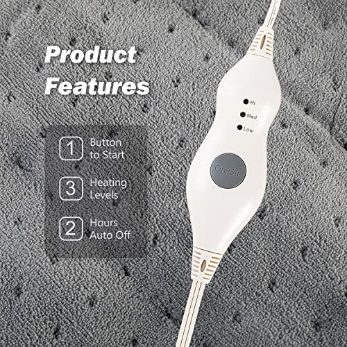 Tefici Weighted Heating Pad for Back Pain and Cramps-Fast Pain Relief-2 lbs Electric Heating Pad for Neck and Shoulders,12β X 24β XL Large Size Heat Pad with 3 Temperature Settings,2 Hours Auto-Off