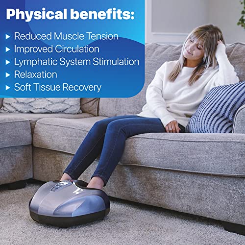 MIKO Foot Massager Machine with Deep-Kneading, Compression, Shiatsu, and Heat for Plantar Fasciitis, Neuropathy, Fits up to Men Size 13