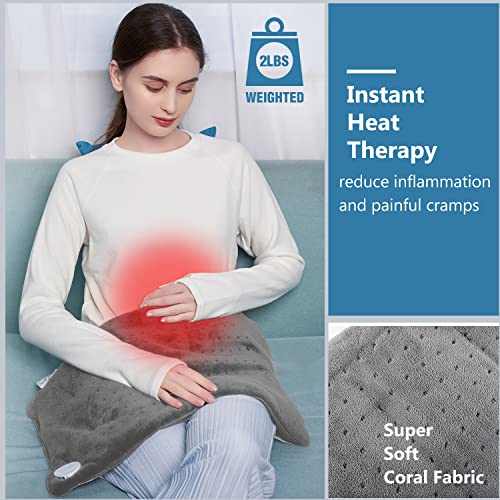 Tefici Weighted Heating Pad for Back Pain and Cramps-Fast Pain Relief-2 lbs Electric Heating Pad for Neck and Shoulders,12β X 24β XL Large Size Heat Pad with 3 Temperature Settings,2 Hours Auto-Off