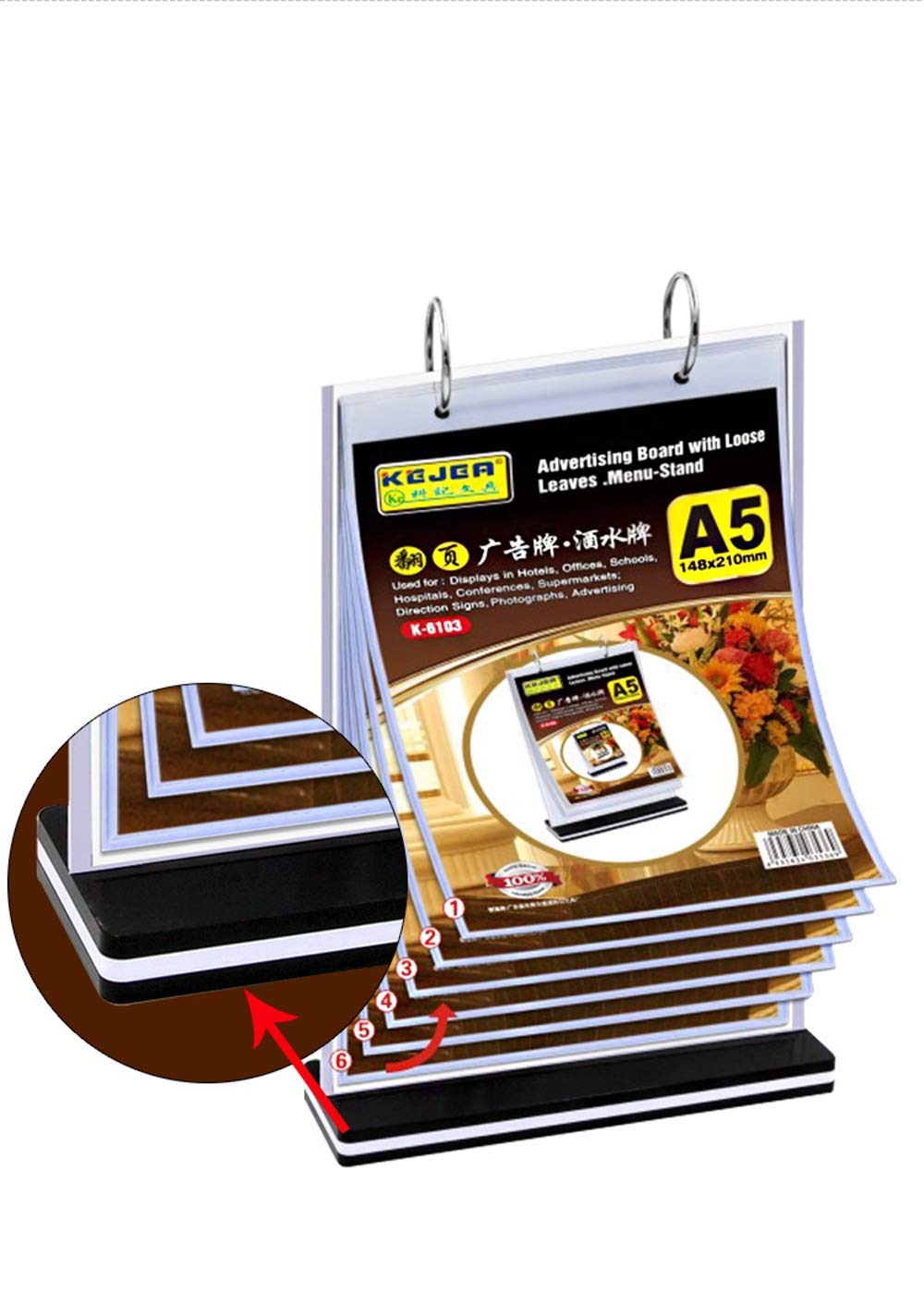 A5 Acrylic Plastic Folder with T-Shaped Stand - Indoor/Outdoor Suction Cup Holder -- For Documents, Photos, Menus & Marketing Racks