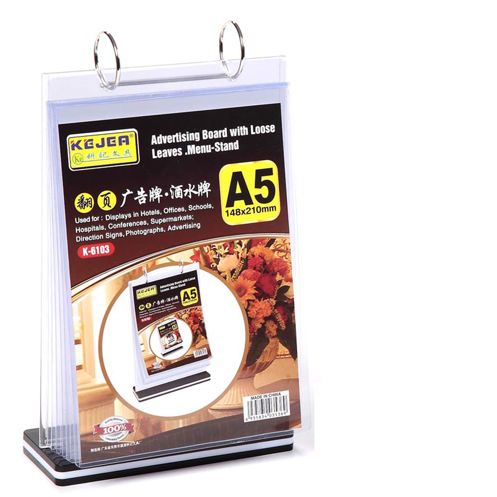 A5 Acrylic Plastic Folder with T-Shaped Stand - Indoor/Outdoor Suction Cup Holder -- For Documents, Photos, Menus & Marketing Racks