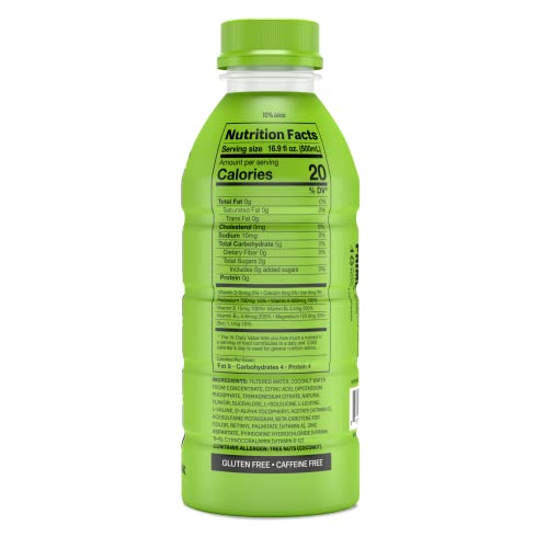 Prime Hydration Drink Sports Beverage"LEMON LIME," Naturally Flavored, 10% Coconut Water, 250mg BCAAs, B Vitamins, Antioxidants, 835mg Electrolytes, 20 Calories per 16.9 Fl Oz Bottle (Pack of 12)