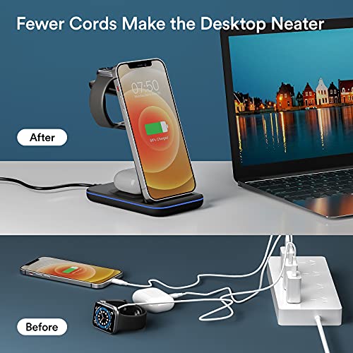 Wireless Charger for Apple Multiple Device, 3 in 1 Fast Charging Station/Stand Compatible for iPhone 14/13/12/Pro Max/SE/11/X/XR/8,for Apple Watch/iWatch 8/7/6/5/4/3/2/SE AirPods Pro/3/2