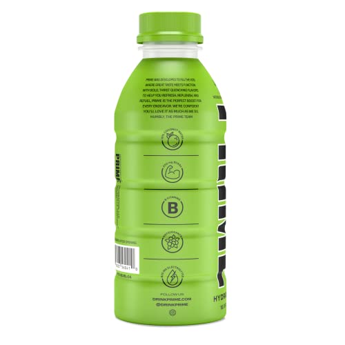 Prime Hydration Drink Sports Beverage"LEMON LIME," Naturally Flavored, 10% Coconut Water, 250mg BCAAs, B Vitamins, Antioxidants, 835mg Electrolytes, 20 Calories per 16.9 Fl Oz Bottle (Pack of 12)