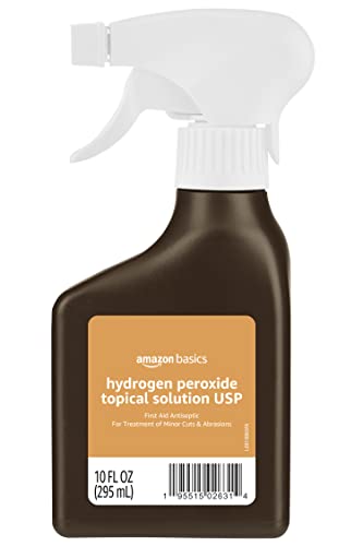 Amazon Basics Hydrogen Peroxide Topical Solution USP Spray Bottle, 10 Fl. Oz, Pack of 6