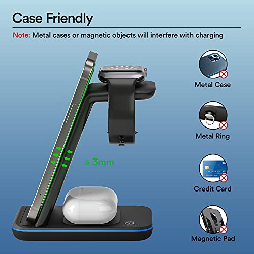 Wireless Charger for Apple Multiple Device, 3 in 1 Fast Charging Station/Stand Compatible for iPhone 14/13/12/Pro Max/SE/11/X/XR/8,for Apple Watch/iWatch 8/7/6/5/4/3/2/SE AirPods Pro/3/2