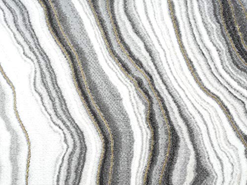 Abani 5'3" x 7'6" Rugs Contemporary Grey & Gold Granite Area Rug - Marble Swirl Grayscale Non-Shedding Dining Room Rug