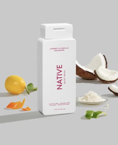 Native Body Wash Twin Pack | Naturally Derived Clean Ingredients, 18 fl oz (532 mL) Each (Cherry Vanilla & Macaron/ Sweet Peach & Nectar)