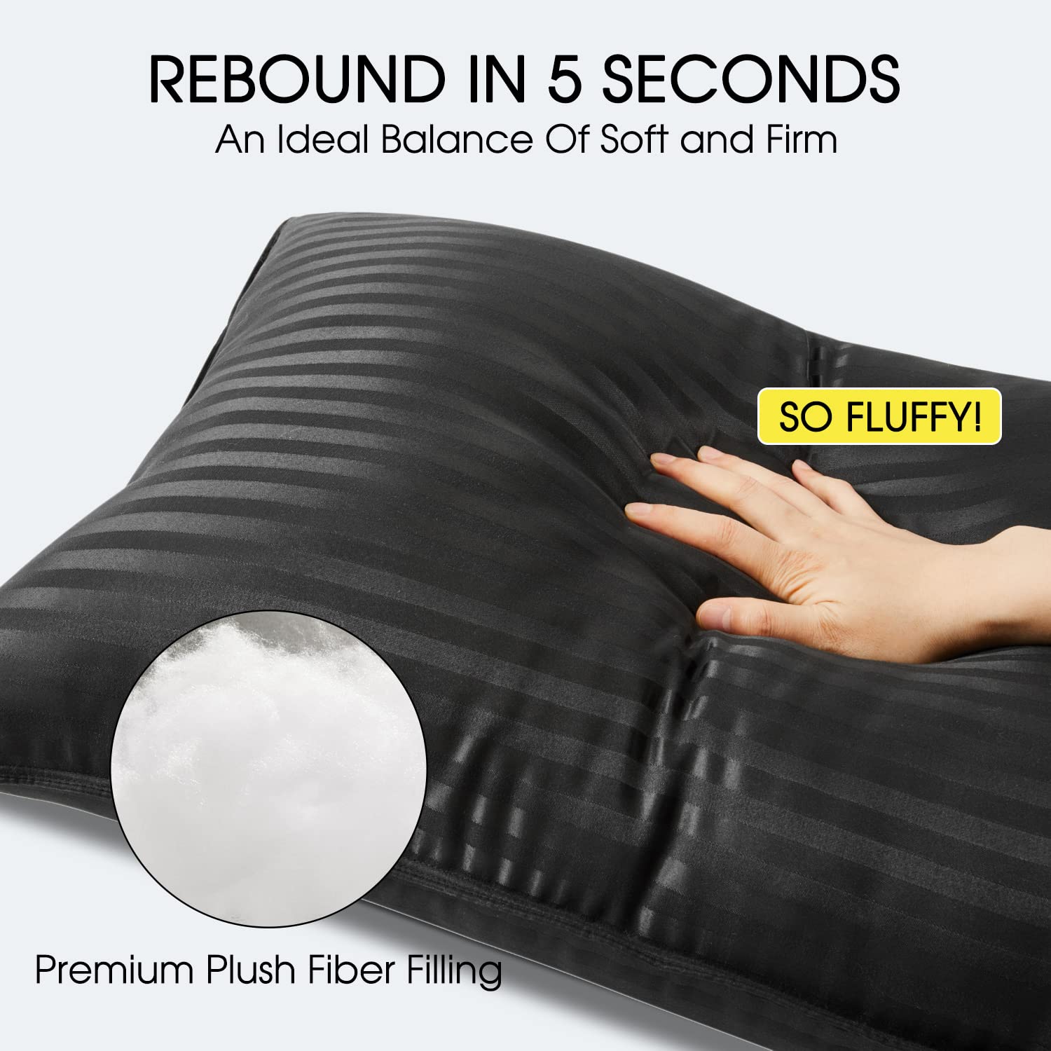 Basic Beyond Bed Pillows for Sleeping - Standard Size Pillows Set of 2 - Luxury Hotel Collection Down Alternative Pillows, Black, 20x26 Inches
