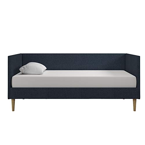 DHP Franklin Mid Century Upholstered Daybed, Sofa Bed, Twin Size Frame, Blue Linen