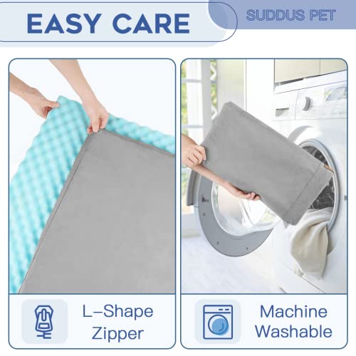 suddus Orthopedic Dog Bed for Medium Dogs, Non-Slip Pet Bed with Waterproof Lining, Memory Foam Dog Bed for Crate Big Dog Bed with Removable Washable Cover (Grey, M)