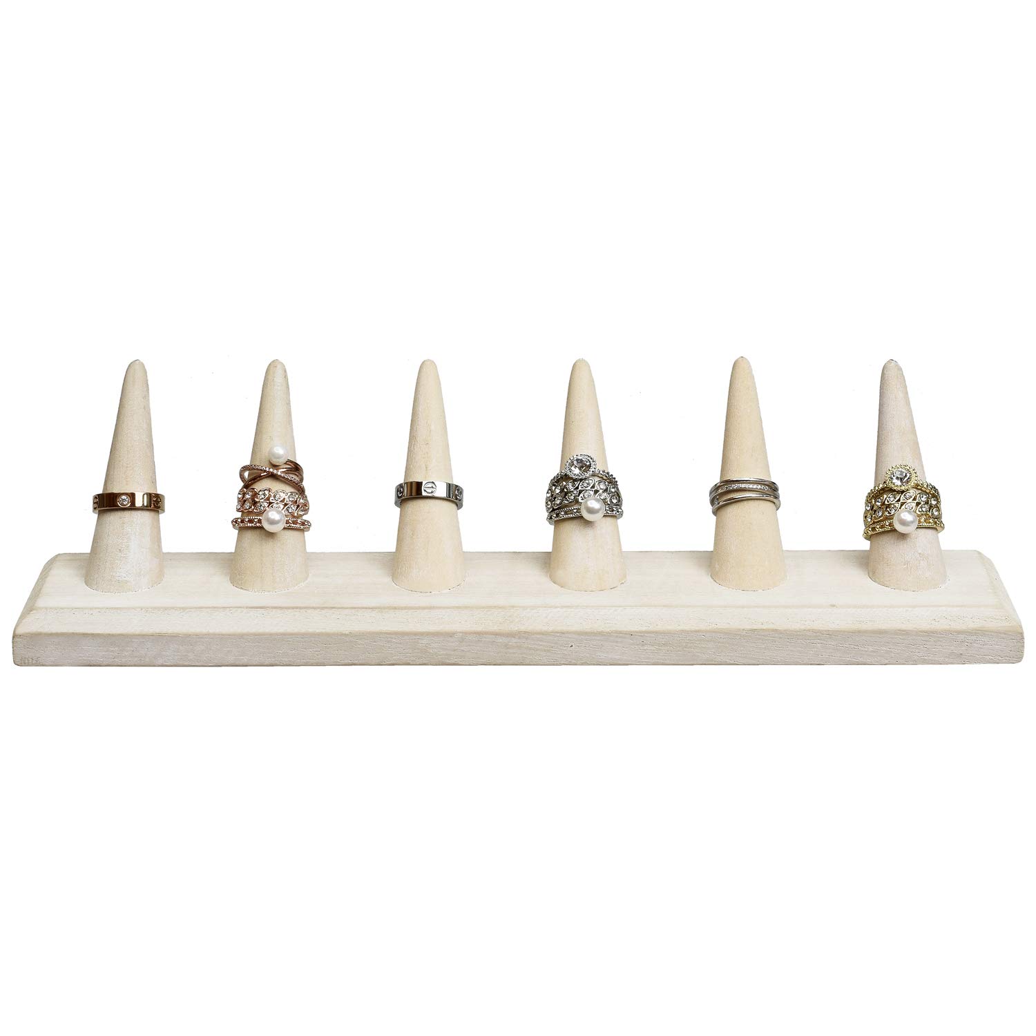 MOOCA 2 Pcs Set Finger Ring Stand Jewelry Display Holder Showcase Display Stands, 11 x 2 1/4 x 2 3/4, Wash White Color